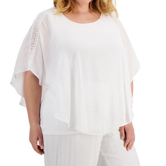 JM Collection | Tops | Jm Collection White Crochet Blouse Nwot Batwing ...